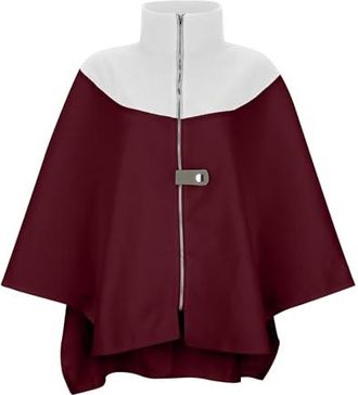 Generic Vestes d&eacute;contract&eacute;es pour femmes, col montant, fermeture &eacute;clair, bouton, couleur assortie, 2026, Rouge, M