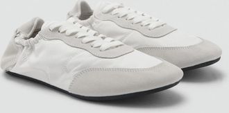 Mango Geschn&uuml;rte Ledersneaker wei&szlig; - Damen - 36 - MANGO