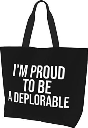 AOOEDM Im Proud To Be A Deplorable Ladies Canvas Tote Sac &agrave; provisions r&eacute;utilisable