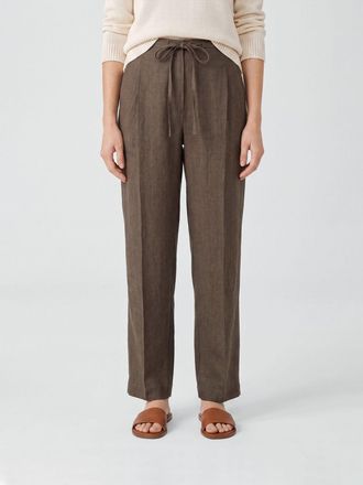 R&oacute;he Pantalon droit taille haute en laine vierge et soie avec cordon de serrage