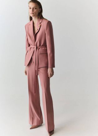 Mango Blazer de costume droit avec poches rose - Femme - XS - MANGO