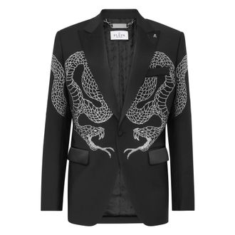 Philipp Plein Homme, Vestes, Noir, Taille: 2XL Blazer Lord Fit Snake