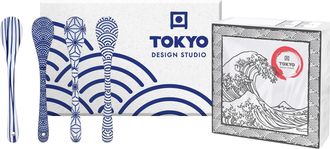 Tokyo Design Studio Nippon Blue, 4 Esspresso L&ouml;ffelchen im Set. L&ouml;ffel Porzellan Set
