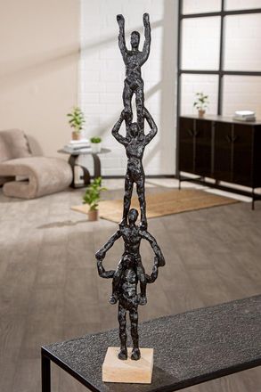 Gilde Skulptur Teamspirit aus Kunstharz, strukturiert, schwarz, 69 cm hoch, 13 cm breit, 9 cm tief, Person-Form