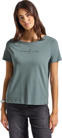 Street One Damen 3227595 Shirt mit Wording Artwork, Arona Blue, 36