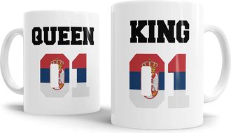 Tassendruck Flaggen-Tasse King & Queen - Serbien - Pokal/Mug/Cup/Becher/WM/Pärchen/Paare/Freunde/Beste Qualität - 25 Jahre Erfahrung
