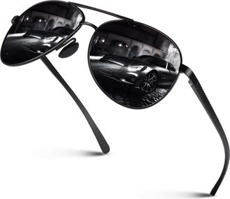 CGID Sonnenbrille Herren Pilotenbrille Pr&auml;mie Al-Mg Metall Rahmen Polarisiert Fliegerbrille UV400 Schutz CAT3 CE Fahren Angeln