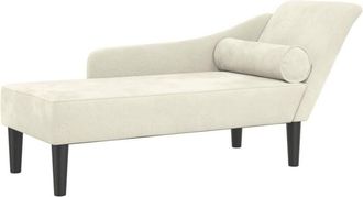 vidaXL Chaiselongue mit Kissen Creme Samt Vidaxl