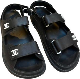 Chanel Black Rubber Dad Sandals Size 35