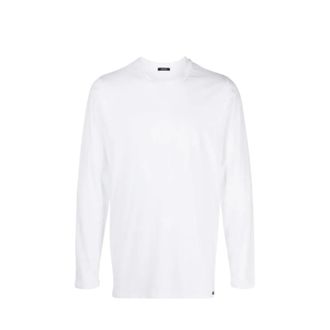 Tom Ford Homme, Tops, Blanc, Taille: XL T-shirt à Manches Longues en Coton Modal avec Logo