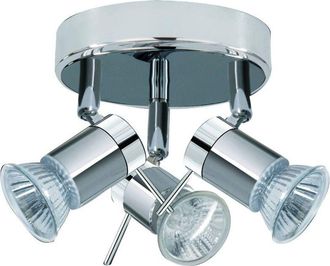 Searchlight Searchlight Aries - Plafonnier de salle de bain réglable à 3 ampoules argent satiné, chrome IP44, GU10
