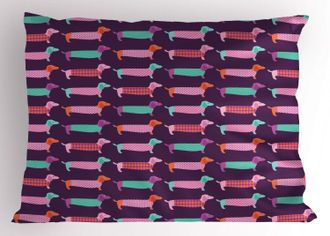 Abakuhaus Dackel Kissenbezug, Sechziger-Art-Welpe, Dekorativer Standard King Size Gedruckter Kissenbezug, 75 x 50 cm, Mehrfarbig