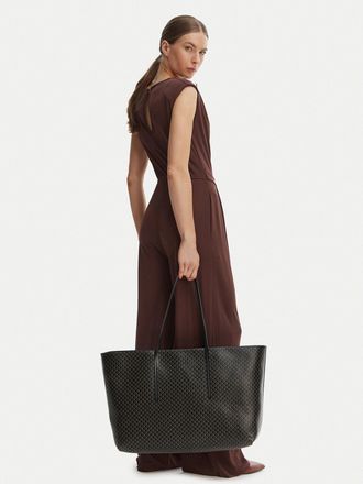 Calvin Klein Handtasche Calvin Klein Emblem Aop Large Tote W/ Pouch LV04F3364G Schwarz