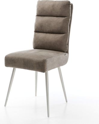 DELIFE Esszimmerstuhl Pela-Flex Mikrofaser Taupe Vintage 4-Fuß konisch Edelstahl Taschenfederkern, Esszimmerstühle