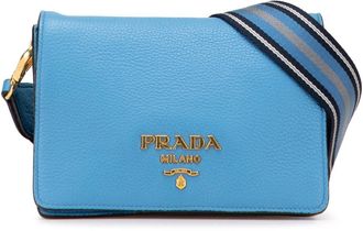 Prada Hobo Bags - Vitello Daino Flap Crossbody - Gr. unisize - in Blau - f&uuml;r Damen