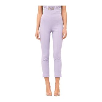 Elisabetta Franchi Femme, Pantalons, Violet, Taille: 40 FR Pantalon tailleur avec d&eacute;tail logo