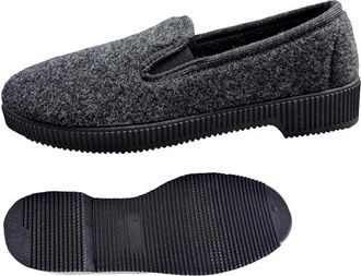 Generico Landay 190 Pantoufle Homme Ferm&eacute; Slip-on Caoutchouc Antid&eacute;rapant Tige en Tissu Chaud 100% Fabriqu&eacute; en Italie, Noir et gris., 43 EU