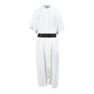 Fabiana Filippi Leinen-Hemdblusenkleid mit Kn&ouml;pfen - - Dresses - Damen - Wei&szlig; - XL