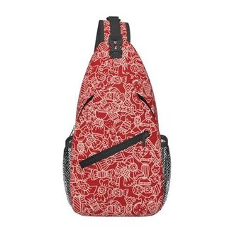 Generic Bonbons Red Sketch Sac Banane D&eacute;contract&eacute; Sacs &Agrave; Dos Pratique Sac &Agrave; Dos Bandouli&egrave;re Pour Sport Voyage Camping