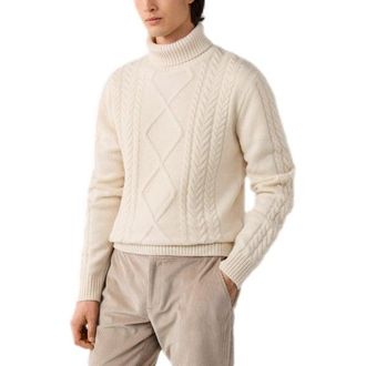 Hackett Pull col roul&eacute;e en maille torsad&eacute;e de laine et cachemire