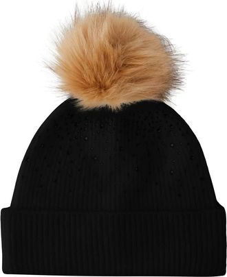Pieces Pieces Damen Pcnasina Hood W. Pom Pom Bc Strickm TZE, Schwarz, Einheitsgr&ouml;&szlig;e EU
