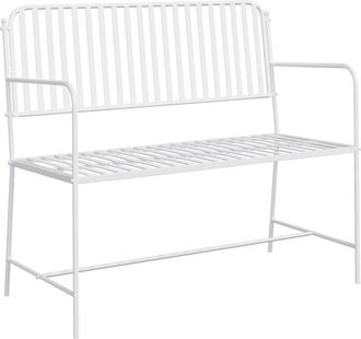 vidaXL Gartenbank Wei&szlig; 104 x 54 x 93cm Stahl Vidaxl