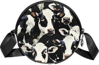 Generic Petit sac &agrave; bandouli&egrave;re rond pour femme, sac &agrave; bandouli&egrave;re esth&eacute;tique avec fermeture &eacute;clair et bretelles r&eacute;glables style d&eacute;contract&eacute; pour femmes et fi