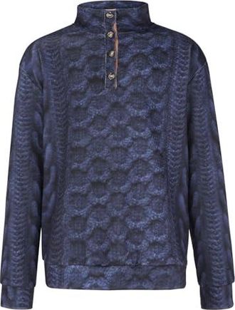 Generic Pull &agrave; col roul&eacute; pour hommes avec 1/4 boutons Pull &agrave; la mode sans capuche T-shirt &agrave; manches longues col montant T-shirt dext&eacute;rieur d&eacute;contract&eacute; Hauts S