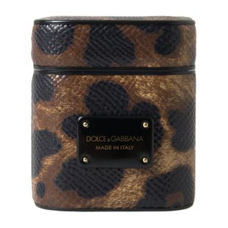 Dolce & Gabbana &Eacute;tui pour Earpods en cuir imprim&eacute; l&eacute;opard - Femme - Accessoires - Brun - Taille: ONE Size