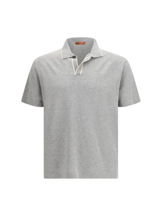 Cruna Mens Knitted Polo Shirt Grey Cotton T-shirts And Polos