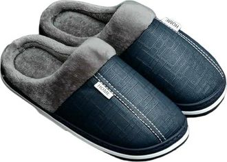 Generic YUJIEBB Pantoufles dhiver imperm&eacute;ables en coton pour femme - Chaudes - En fourrure - Antid&eacute;rapantes - Chaussures &agrave; plateforme, bleu marine, 39.5 EU