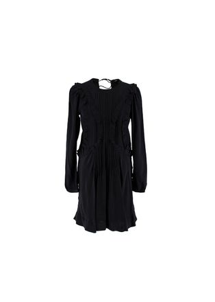Isabel Marant Black Silk Ruffle Mini Dress Size XXS