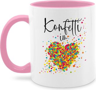 Shirtracer Tasse Tassen 325ml - & Fasching - Konfetti im Herzen I Confetti Herz I Konfetti für Alle Karneval Köln - 325 ml - Rosa - karnevalstasse fasching- herz