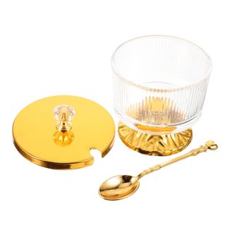 Cabilock Glasbehälter Mit Deckel Und Löffel Eleganter Vorratsglas Für Gewürze Snacks Vielseitig Einsetzbar Küche Oder Wohnzimmer Stilvolles Design Aus Glas