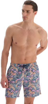 Dagi Mens Fashion Shorts Swim Trunks, Anthracite-Fushia, S