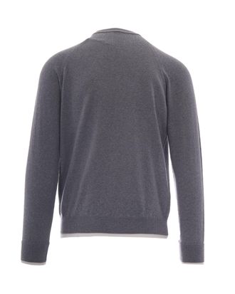 Eleventy Mens Crewneck Sweater Double Light Grey-Ivory Wool Jumpers Grey/ivory