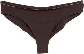 Brunello Cucinelli Femme, Maillots de bain, Brun, Taille: 36 FR Bas de bikini avec bordure m&eacute;tallique
