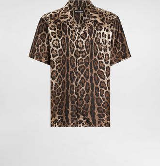 Dolce & Gabbana Seidenhemd Leoprint - Mann Hemden Animalprint 39