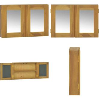 vidaXL Spiegelschrank 60x10x40 cm Massivholz Teak - Teekholzkasten - Badezimmerregal - Spiegelkommode - Aufbewahrungsbox - Wandh&auml;ngeschrank - Home & Living