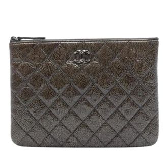 Chanel Pre-owned Pochette en cuir verni matelass&eacute; - Femme - Pre-owned - Gris - Taille: ONE Size