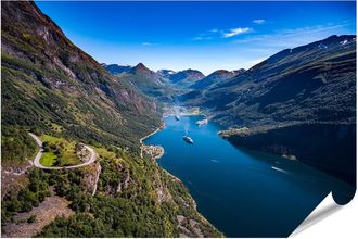 Islandburner XXL Bild Poster Norwegischer Fjord Panorama Am Blauen Himmel Premium Bilder Fotodruck
