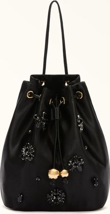 Furla Sfera Soft Mini-tasche S Toni Nero Schwarz Satin + Stickerei Damen