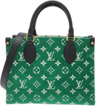Louis Vuitton Pre-owned Sac fourre-tout OnTheGo en velours Monogram Jacquard - Femme - Pre-owned - Vert - Taille: ONE Size