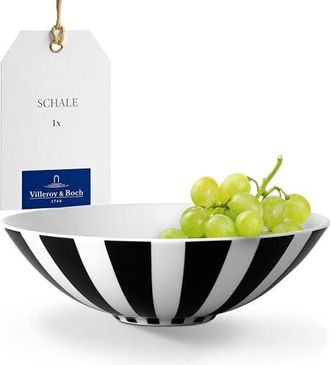 Villeroy & Boch Memphis Collection Schale Gro&szlig; Schwarz-Wei&szlig; Gestreift, Sp&uuml;lmaschinenfest, Mikrowellensicher, Gro&szlig;e Sch&uuml;ssel, Geometrisches Design, Bowl f&uuml;r Salat oder