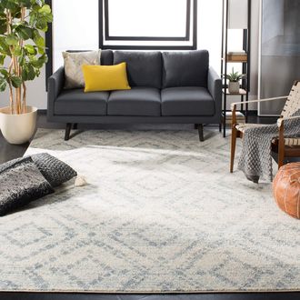 Safavieh Modern Teppich f&uuml;r Wohnzimmer, Esszimmer, Schlafzimmer - Adirondack Collection, Kurzer Flor, Elfenbein und Hellblau, 120 X 120 cm