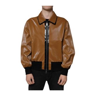 Dolce & Gabbana Braune Leder Bomberjacke - - Jackets - Herren - Braun - XL