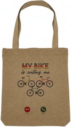 Fabulous Sac Shopping Tote Bag Aspect Lin - My Road Bike Is Calling Me Cycling Sport - Sac de Courses Toile Epaisse 360g Beige Naturel Cabas Port&eacute; Epaule Solid