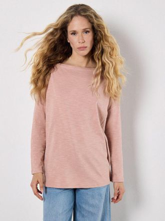Apricot Langarmshirt Longshirt mit U-Boot-Ausschnitt