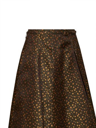 Prada Womens Midi Skirt Belted Multicolour Floral Jacquard Polyester