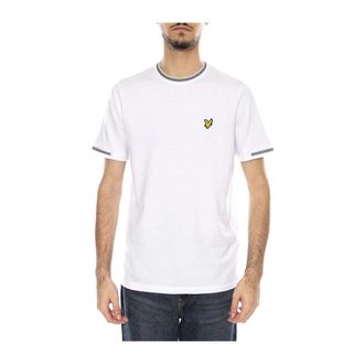 Lyle & Scott Homme, Tops, Blanc, Taille: L Birdseye Half Tipped T-Shirt